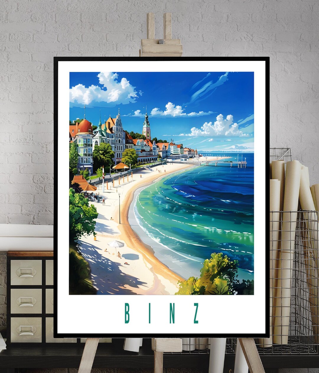 Binz Travel Poster Gift Travel Poster Ostseebad Binz Wall Art Personal ...