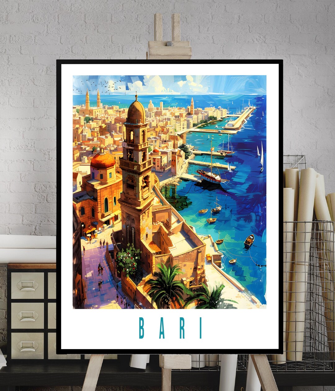 Bari Travel Poster Gift Idea Wall Art Bari Italy Travel Poster Bari for ...