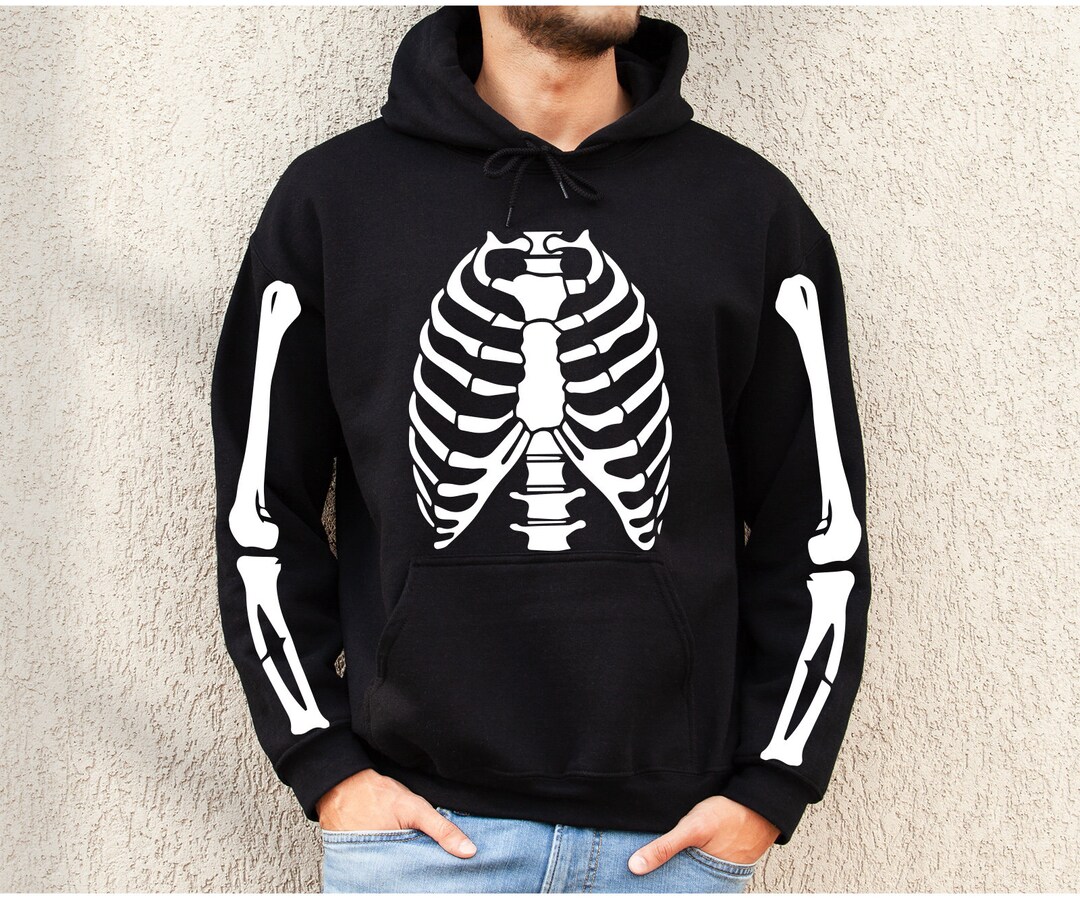 Halloween Skeleton Sweatshirt Adult Costume Sleeve Print Sweatshirt ...