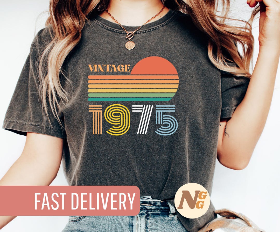 Vintage 1975 Shirt, 50th Birthday Gift, Retro T-shirt, Year Born 1975 ...