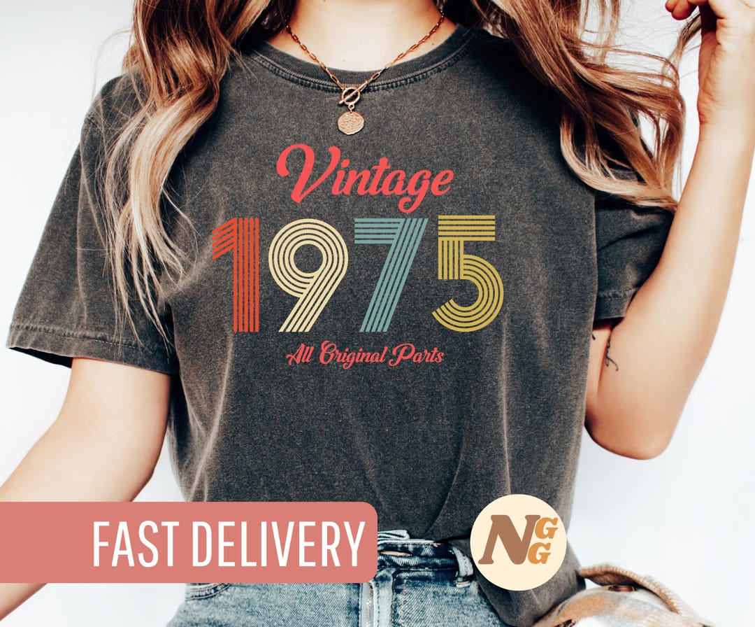 Vintage 1975 T-shirt, 50th Birthday Retro Tee, Limited Edition Design ...
