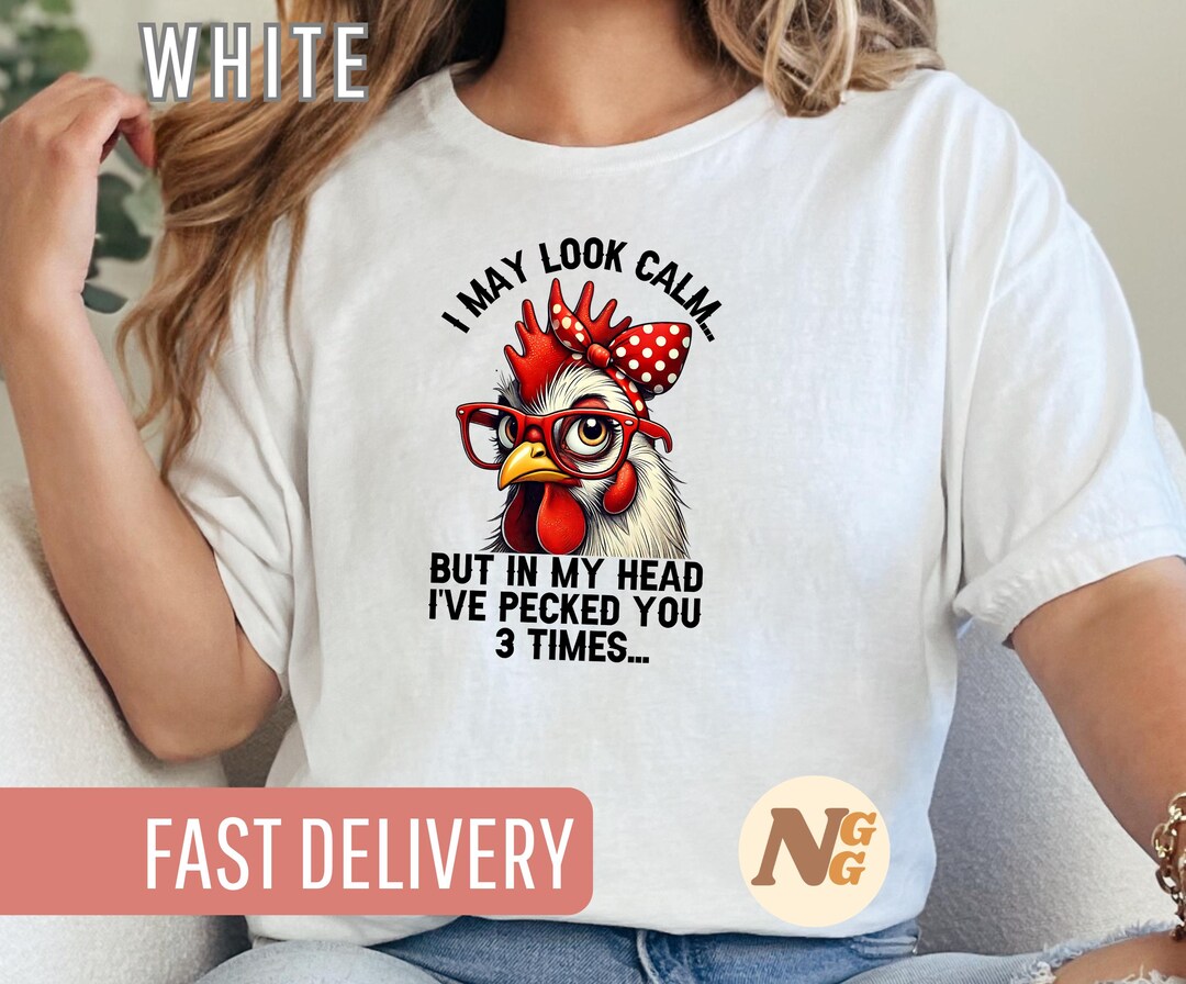 Funny Chicken T-shirt, Retro Rooster With Glasses Design, Farmhouse ...
