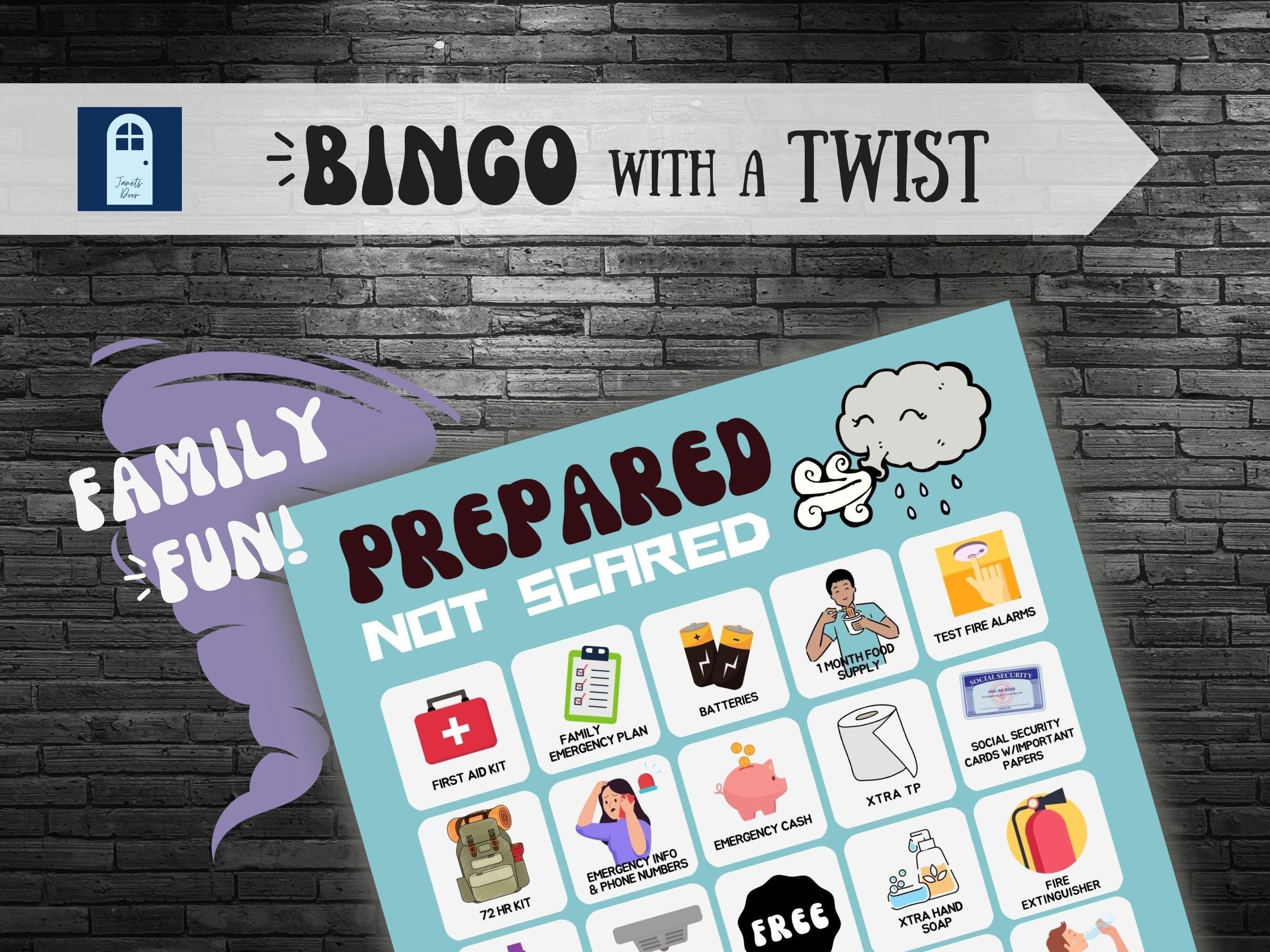 Emergency Preparedness Game Printable Family Activity, Bingo Download ...