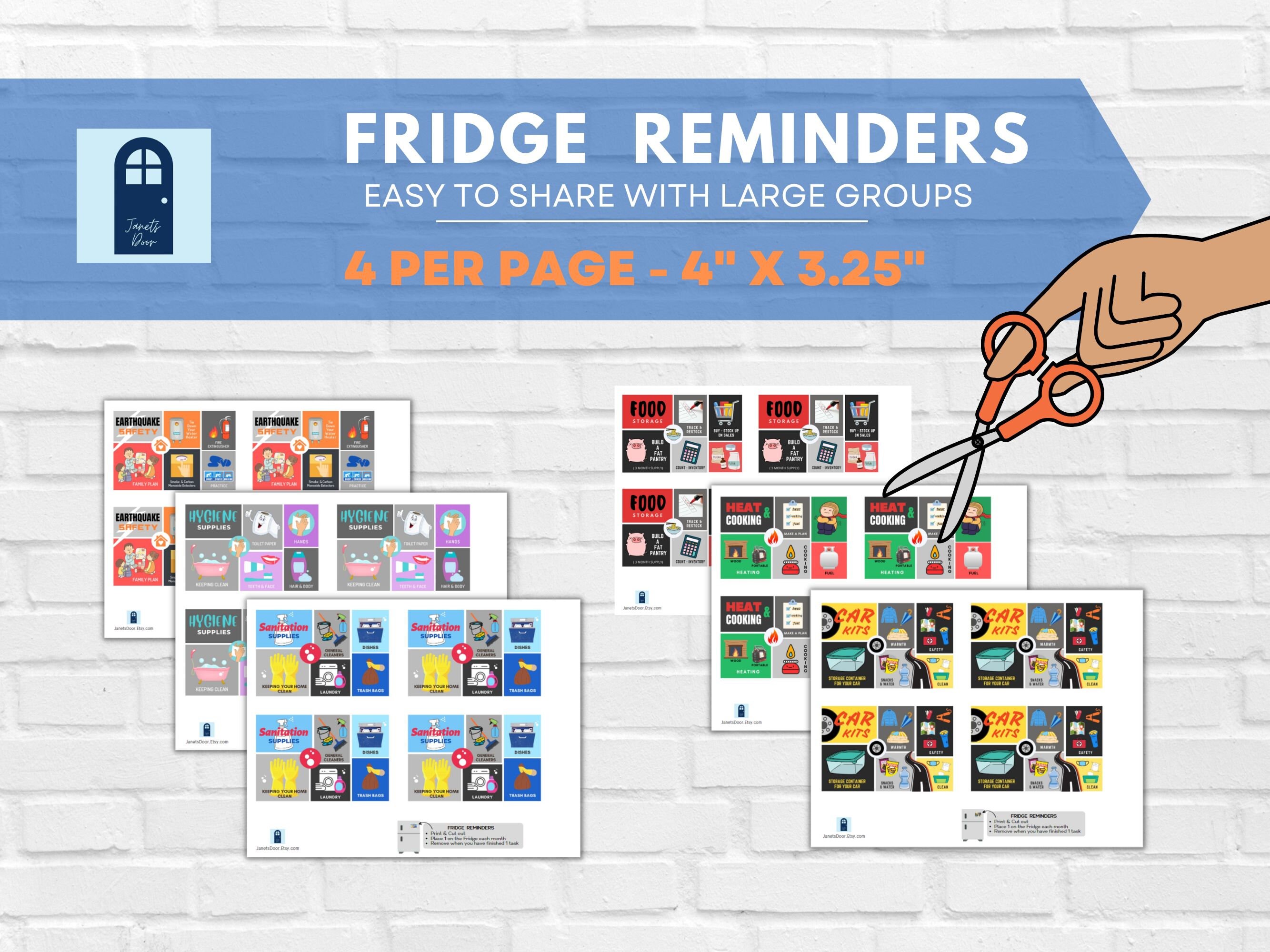 Emergency Reminder Cards, Printable Way to Remember to Prepare, 12 ...