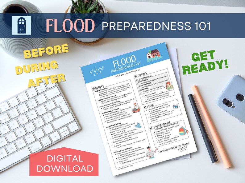 Flood Preparedness Printable Emergency Disaster Awareness, How to ...