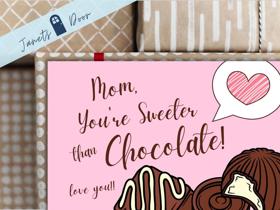 Mothers Day Chocolate Box Gift, Printable Card for Top of Chocolate Box ...