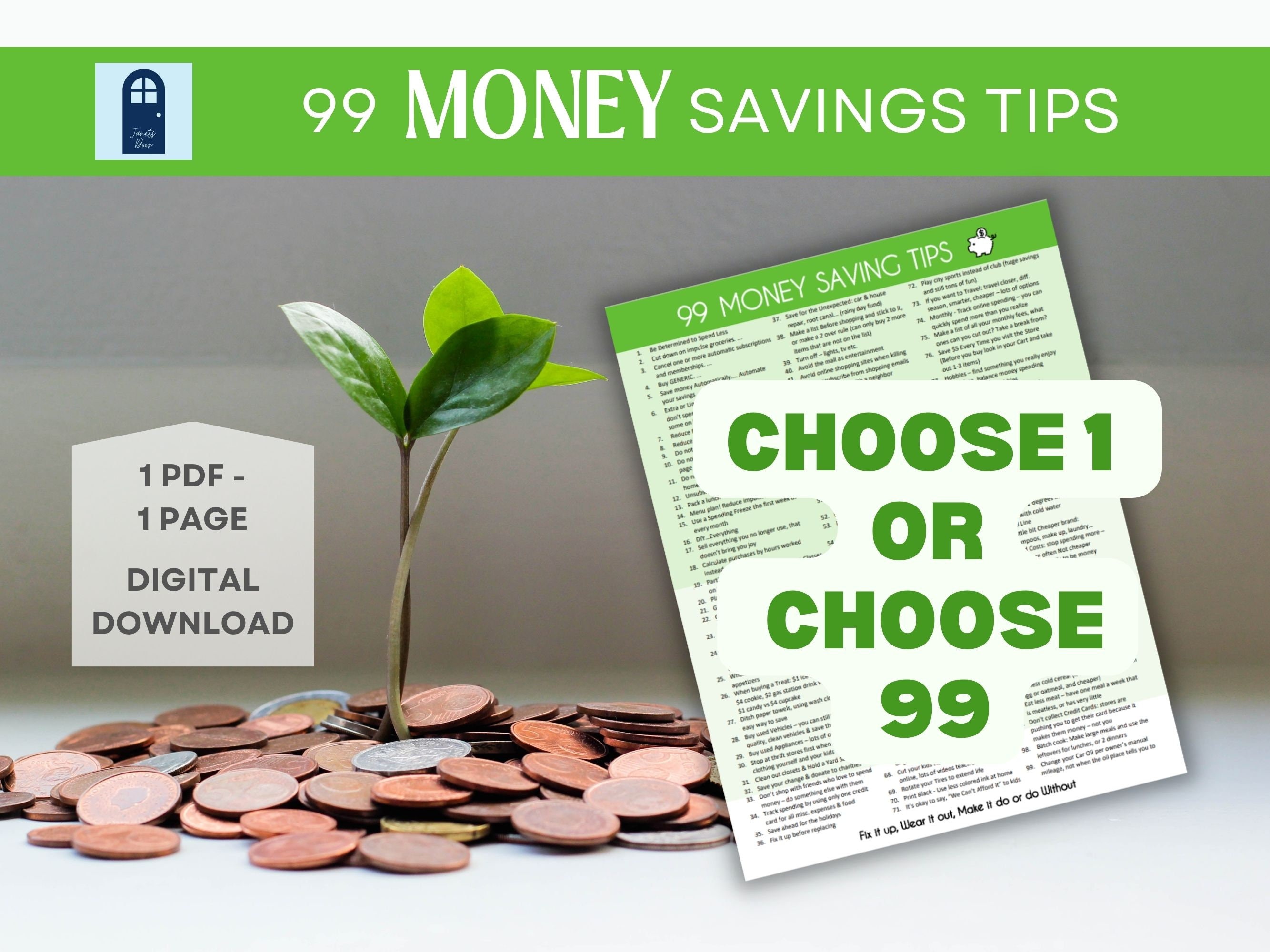 Money Saving Tips Printable, Smart Ideas to Keep Your Money in Your ...