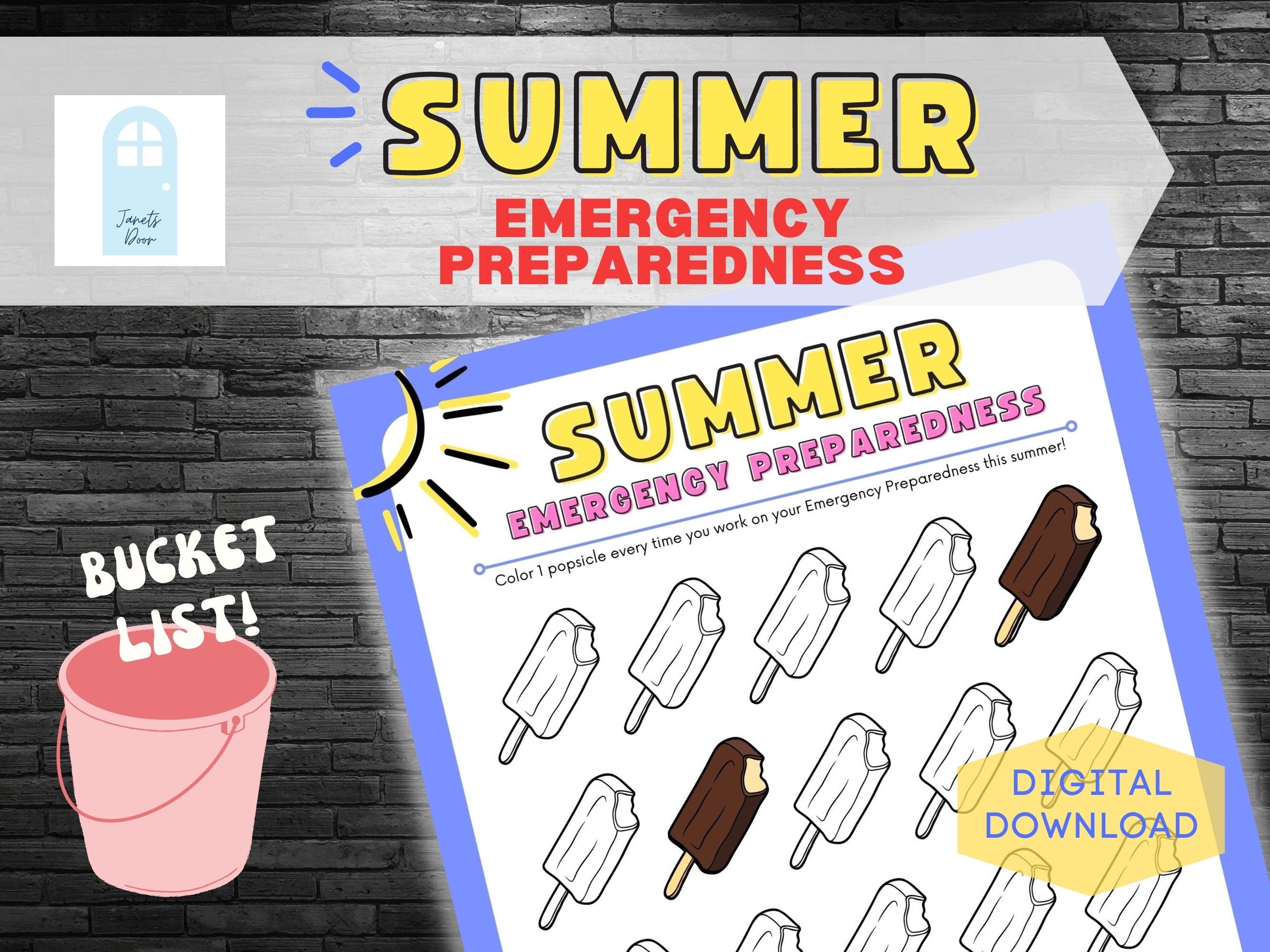 Emergency Preparedness Summer Bucket List, Fun Popsicle Coloring Chart ...