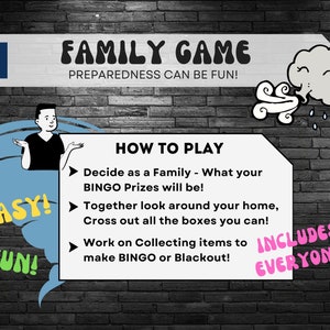 Emergency Preparedness Game Printable Family Activity, Bingo Download ...