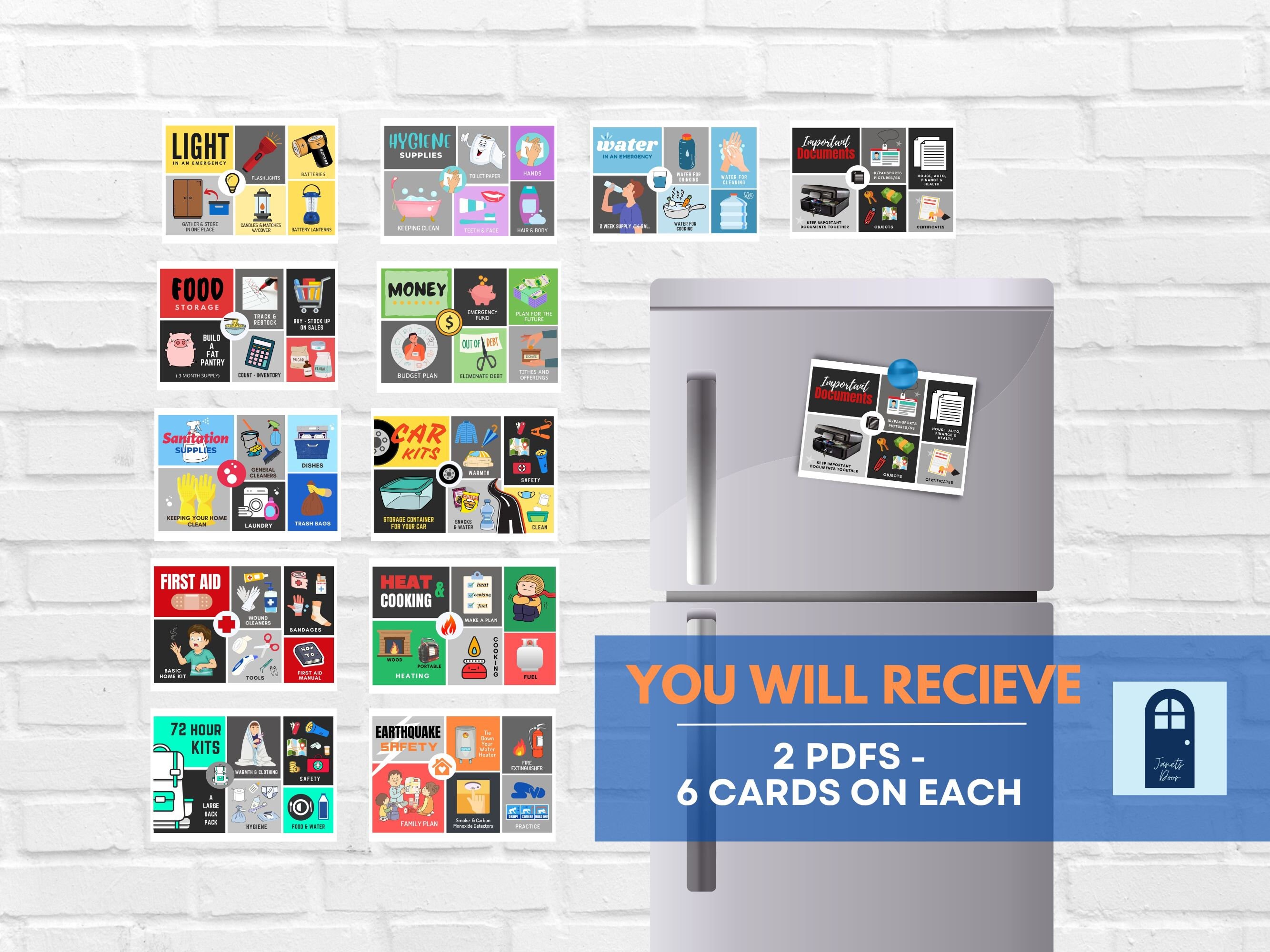 Emergency Reminder Cards, Printable Way to Remember to Prepare, 12 ...