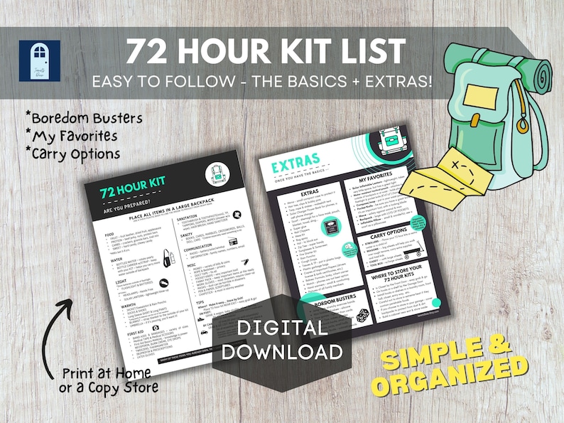 72 Hour Kit Emergency Preparedness, Disaster Information List and ...