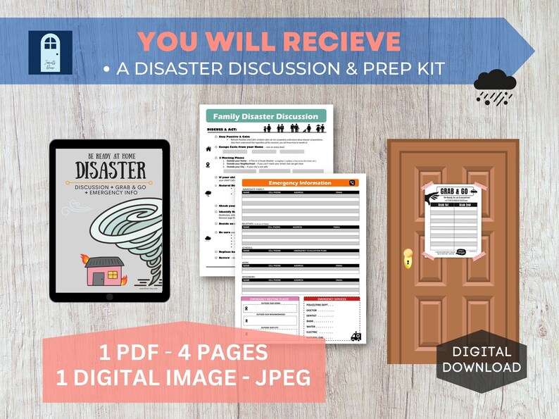Family Discussion Printable, Grab and Go List, Disaster Discussion and ...
