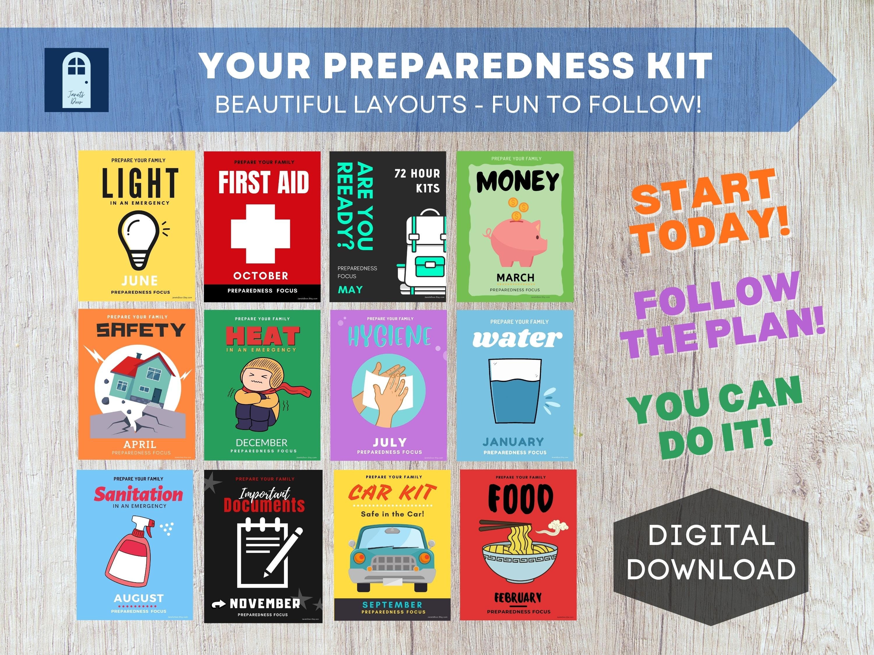 12 Month Emergency Preparedness Plan Printable, Monthly Information ...