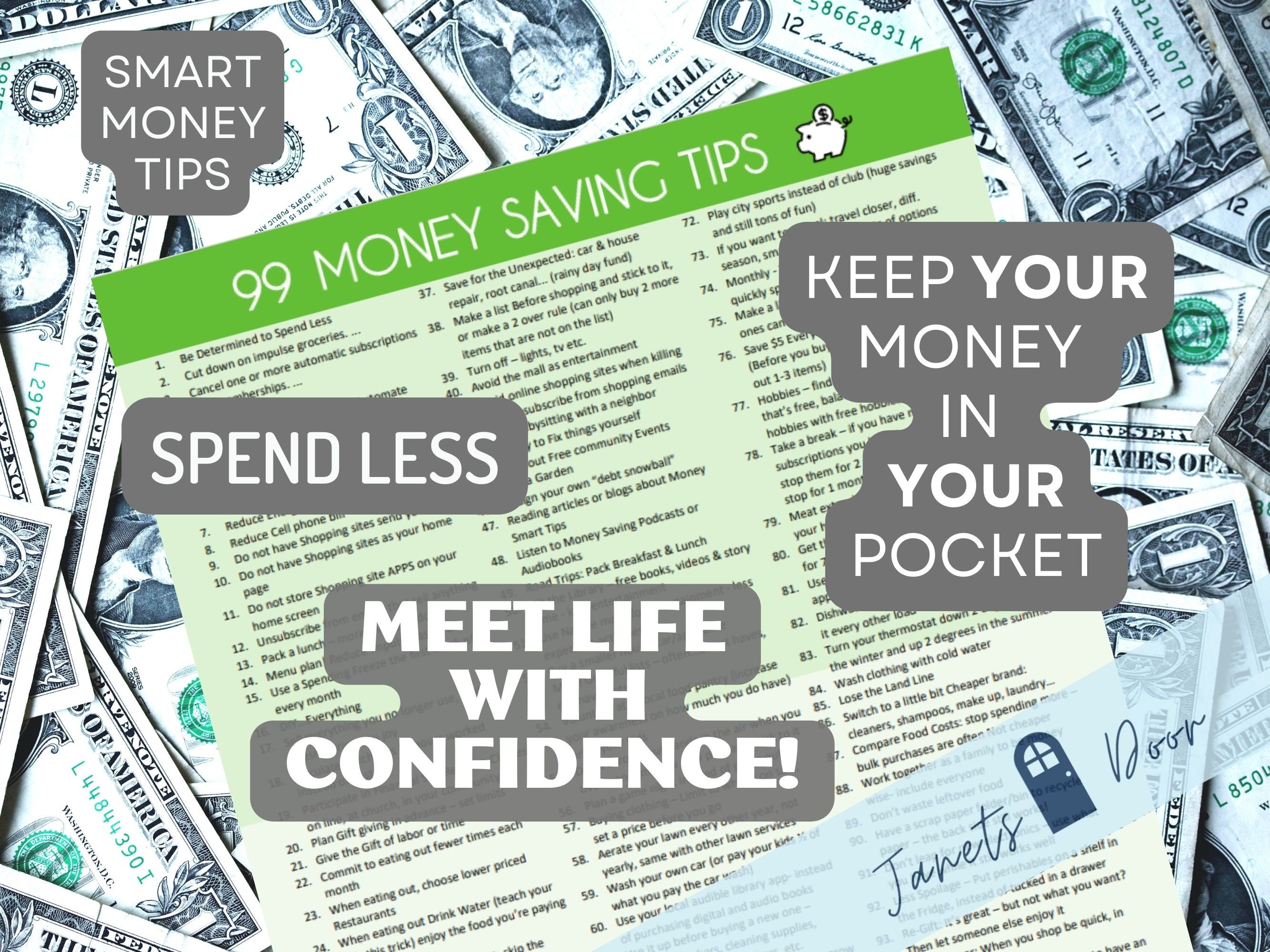 Money Saving Tips Printable, Smart Ideas to Keep Your Money in Your ...