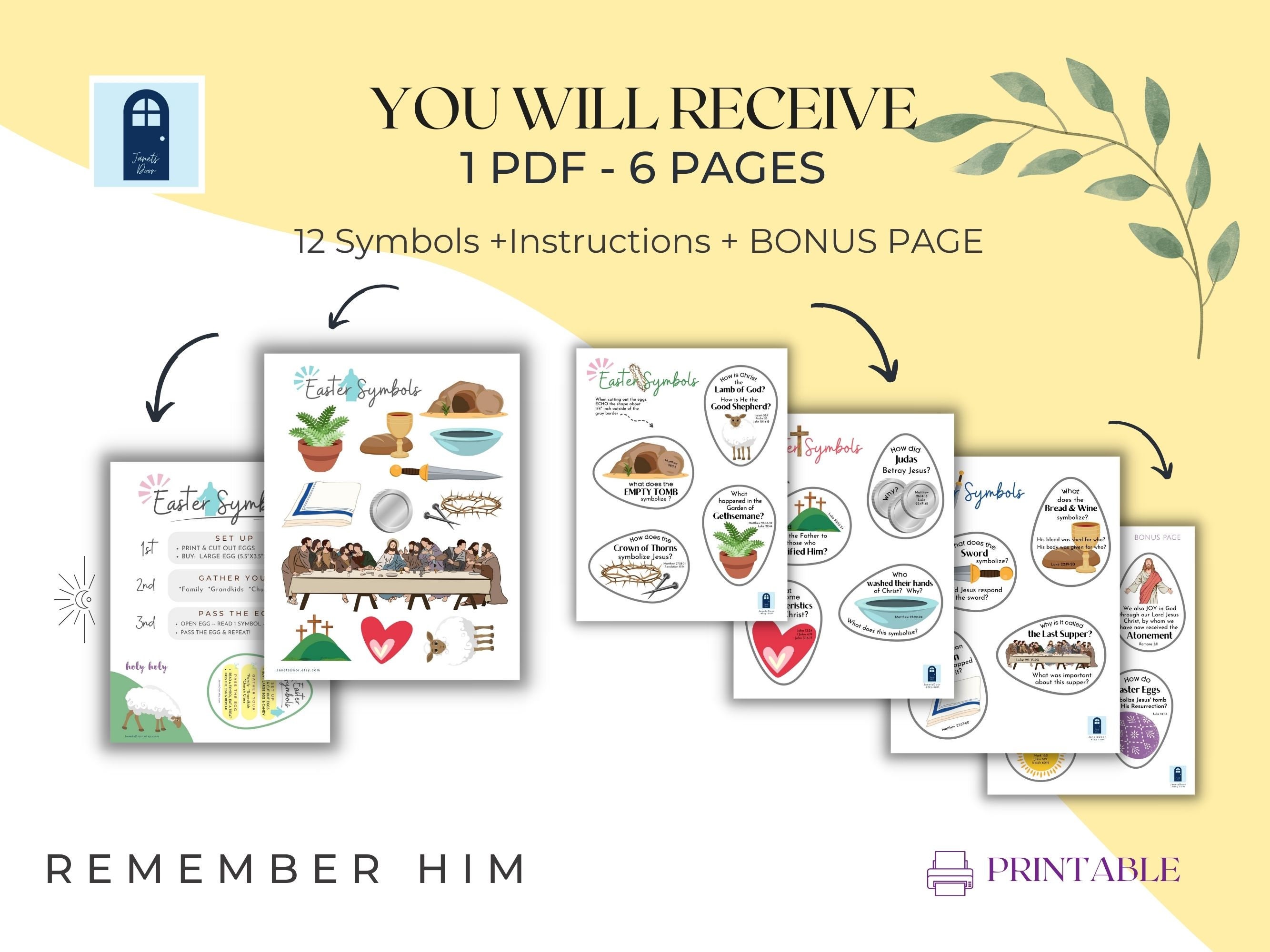 Easter Symbols Family Activity, Printable 16 Symbols in Eggs, Remember ...