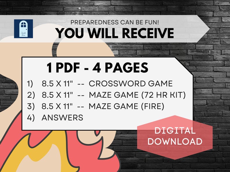 Crossword and Maze Puzzles With Emergency Preparedness Theme, Printable ...