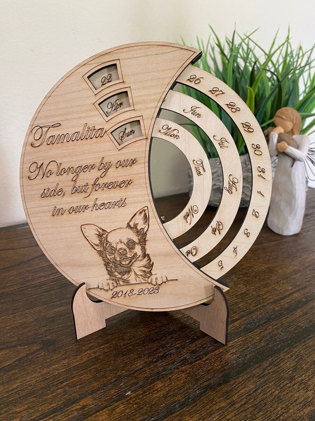 Personalized Dog Memorial, Wood Perpetual Calendar Pet Memorial, Custom ...