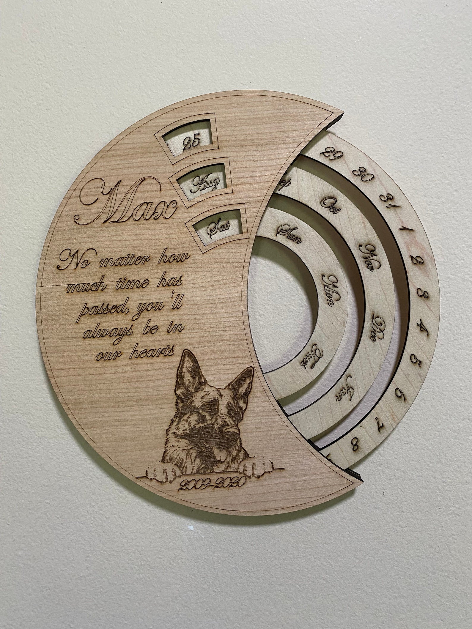 Personalized Dog Memorial / Wood Perpetual Calendar Pet Memorial / Pet ...