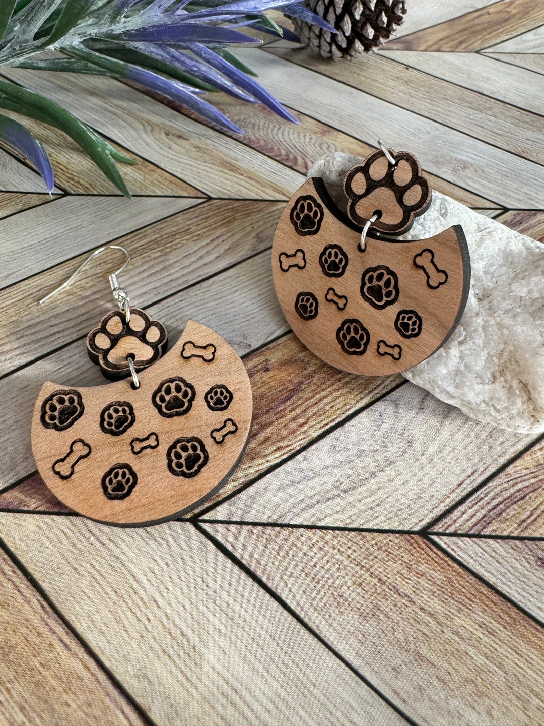 Dangle Dog Paw Earrings, Gift for Dog Lovers, Laser Engraved Jewelry - Etsy