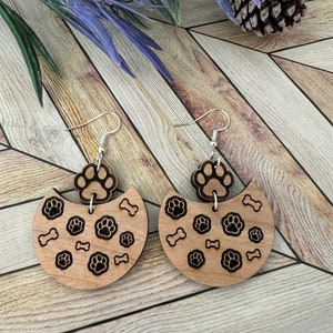 Dangle Dog Paw Earrings, Gift for Dog Lovers, Laser Engraved Jewelry - Etsy