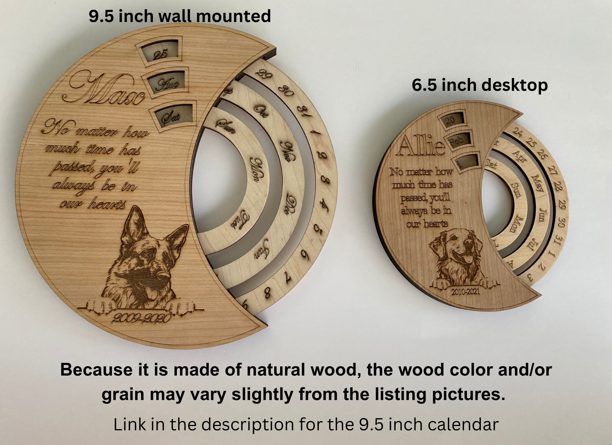 Personalized Dog Memorial / Wood Perpetual Calendar Pet Memorial / Pet ...