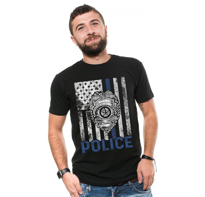 Mens Police Badge T-shirt: Patriotic Police Officer Gift - Etsy
