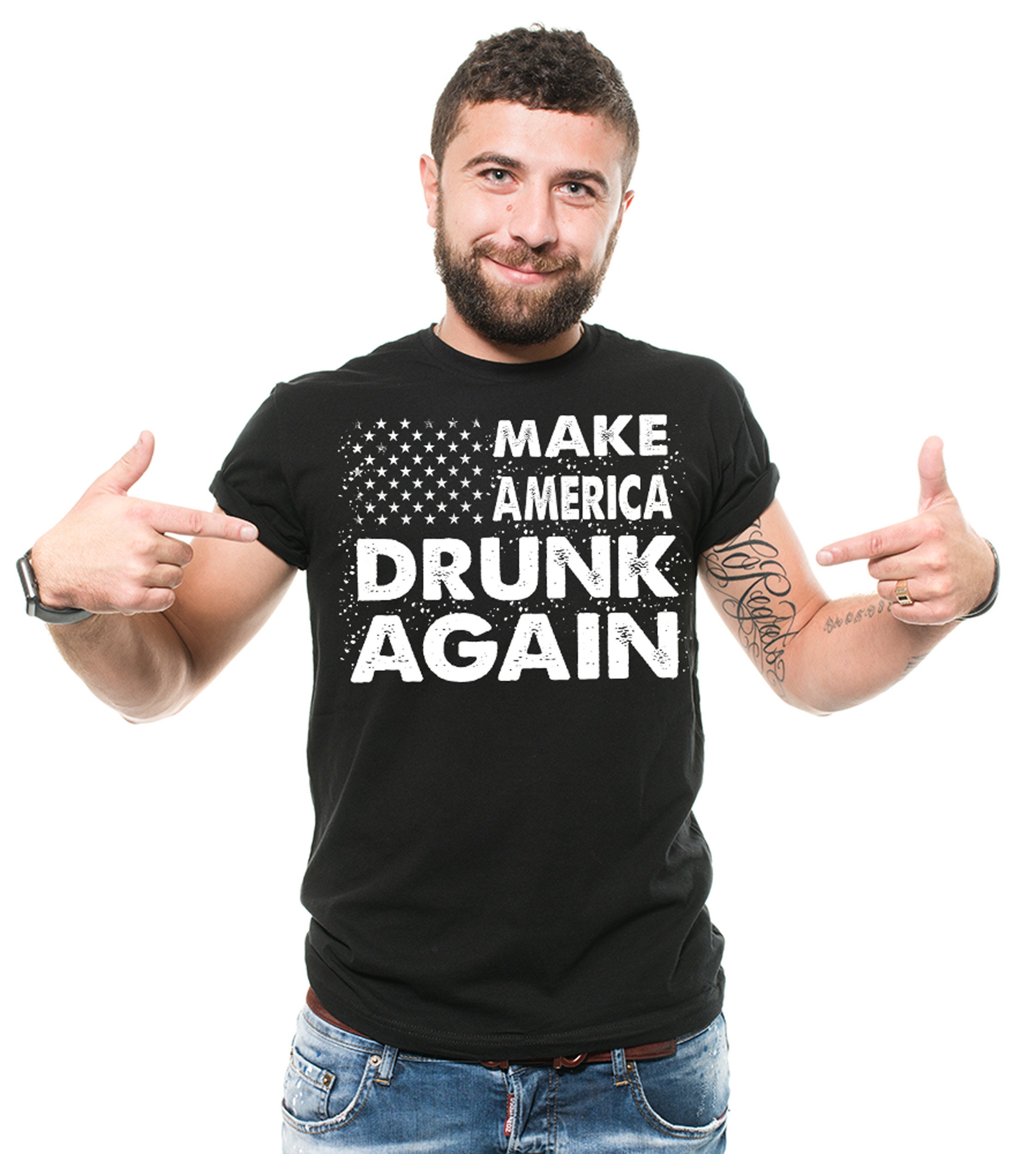 Funny Drinking T-shirt: Make America Drunk Again - 4th of July USA Flag - Etsy