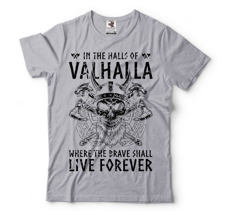 Valhalla Viking T-shirt: Skull Helmet Norse Mythology Tee - Etsy