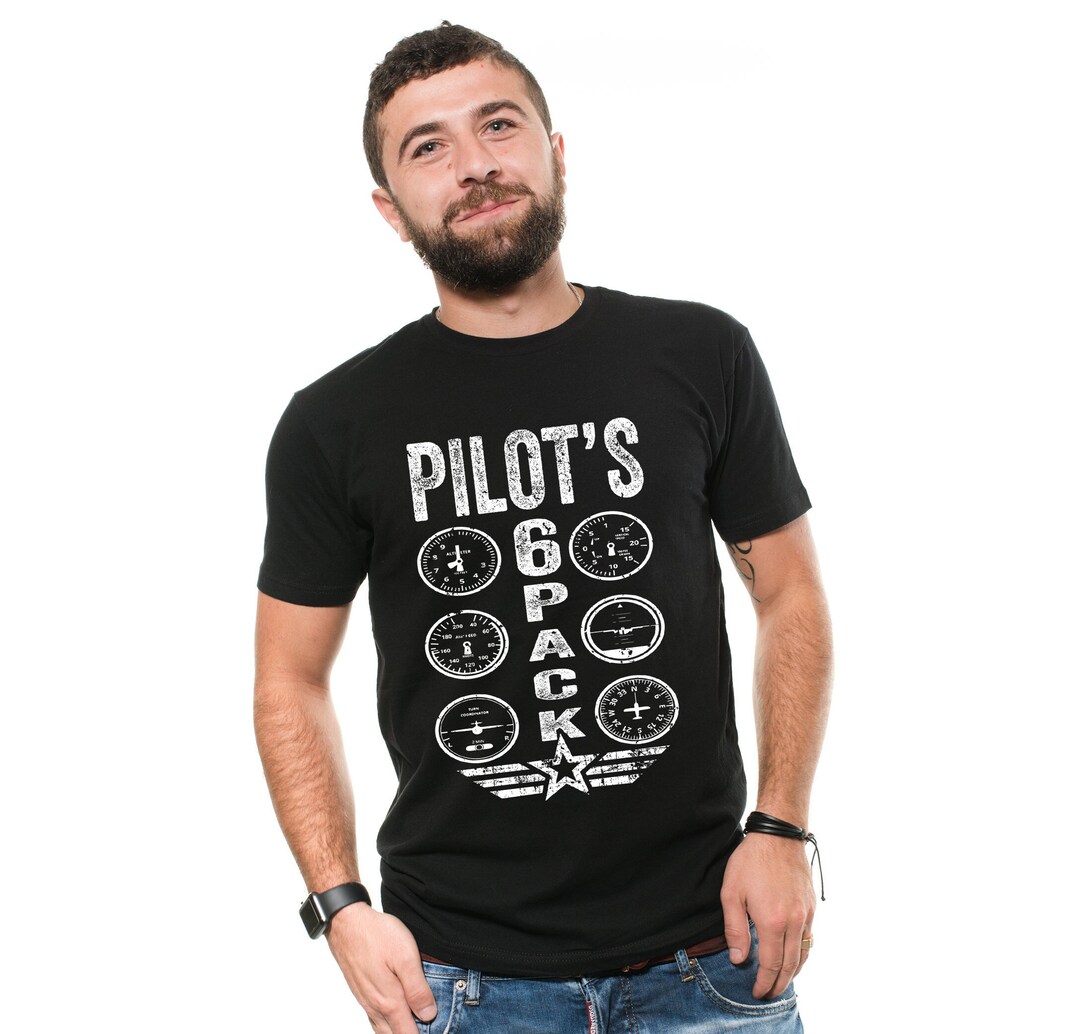 Mens Pilot T-shirt Funny Pilot Shirts Pilot's 6 Pack Shirt Funny Pilot ...