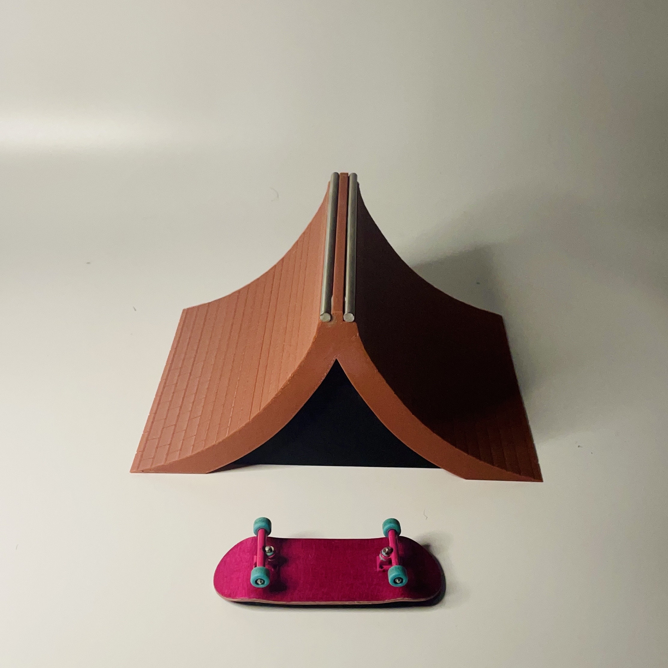 Fingerboard Spine Ramp brick 3D Printed Spine Ramp With Two Stainless ...