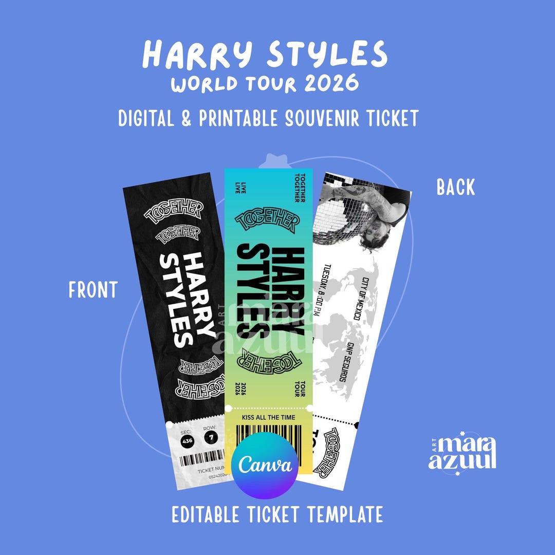 Harry Styles TOGETHER TOGETHER, Ticket, Canva, Template, Souvenir - Etsy
