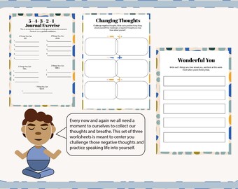 Worksheets for Deep Breathing and Mindfulness - Etsy