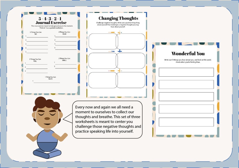 Mindfulness Worksheets - Etsy
