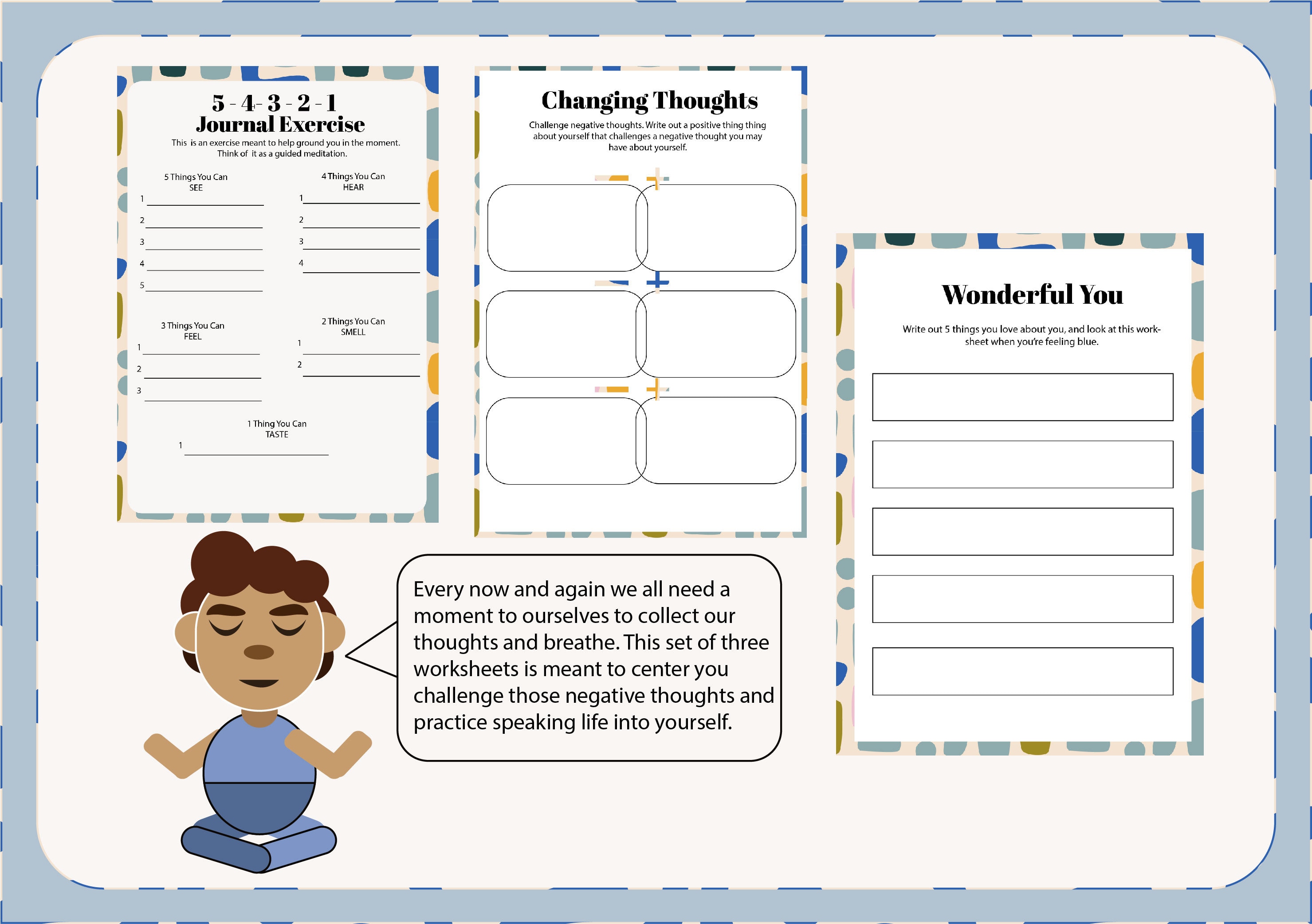 Mindfulness Worksheets - Etsy