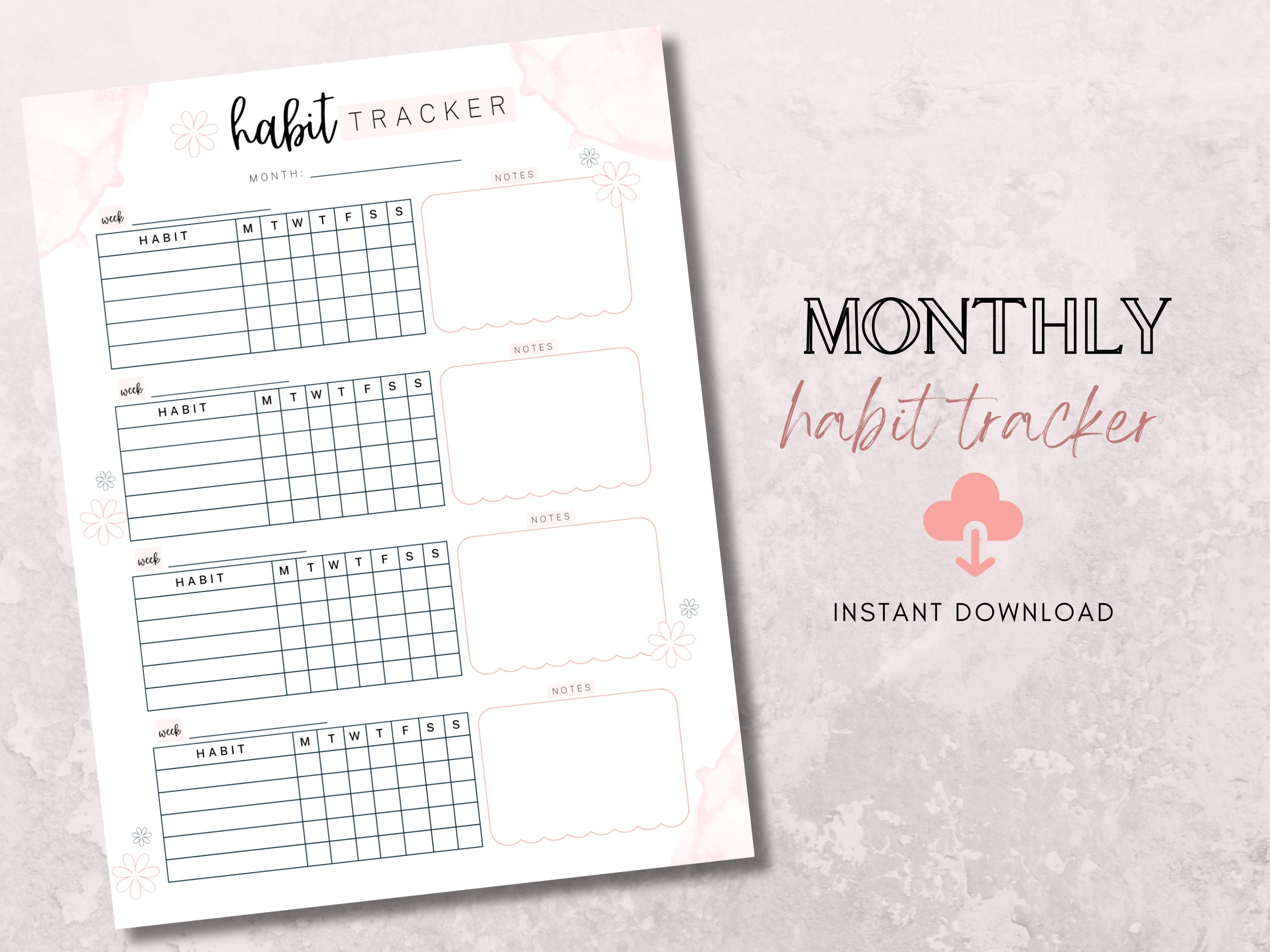 Habit Trackerprintable Monthly Habit Trackerhappy Planner - Etsy