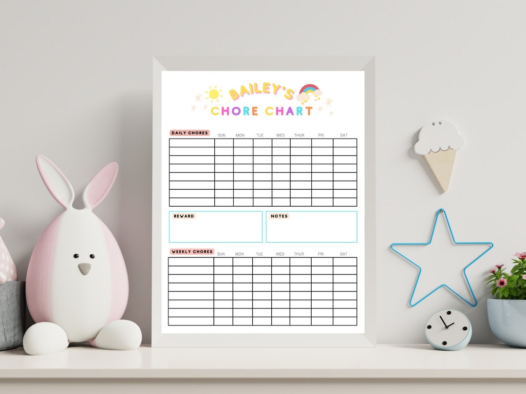 Chore Chart Printable|customized Chore Chart|family Chore Chart|kids ...