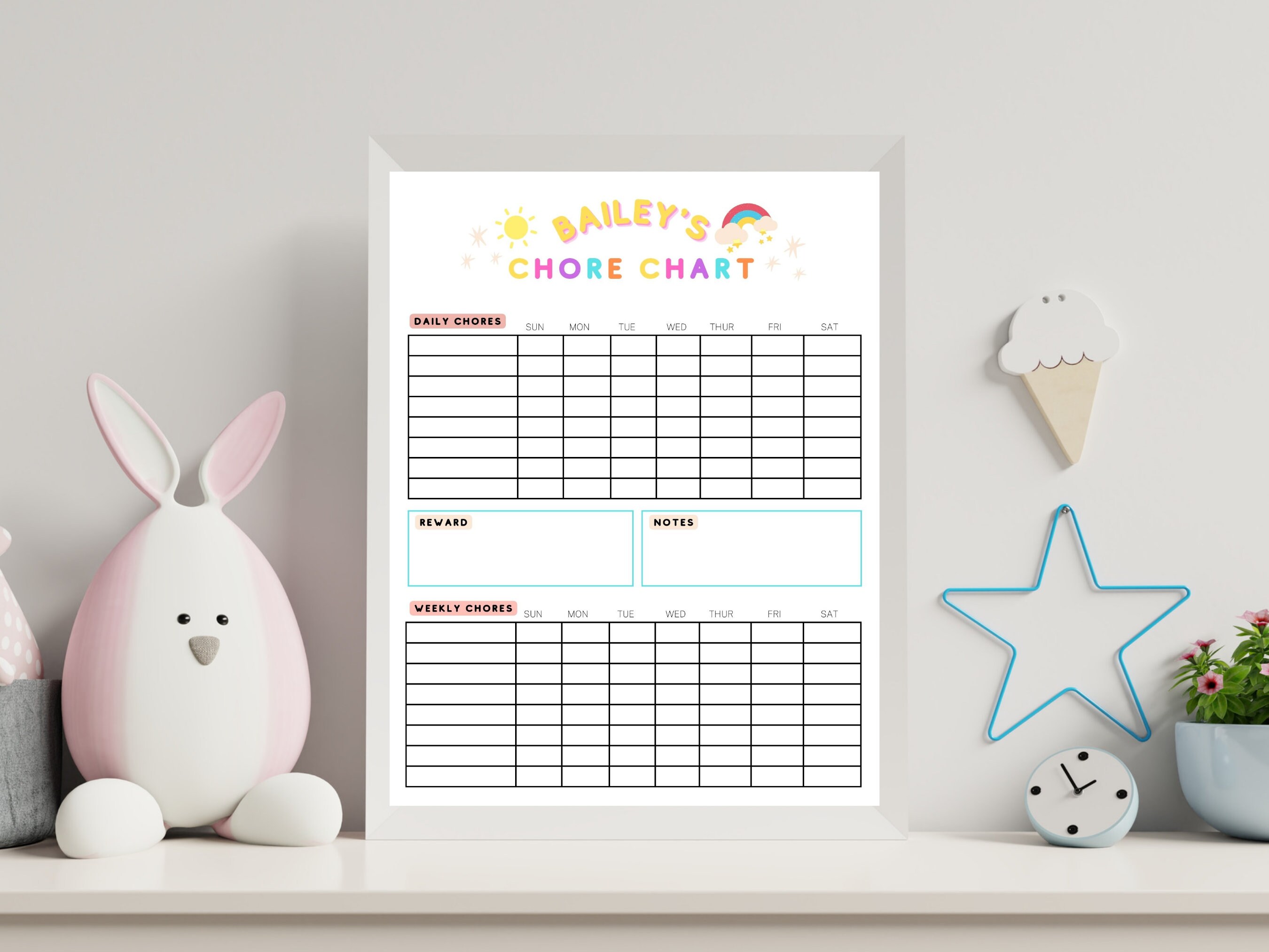 Chore Chart Printable|customized Chore Chart|family Chore Chart|kids ...