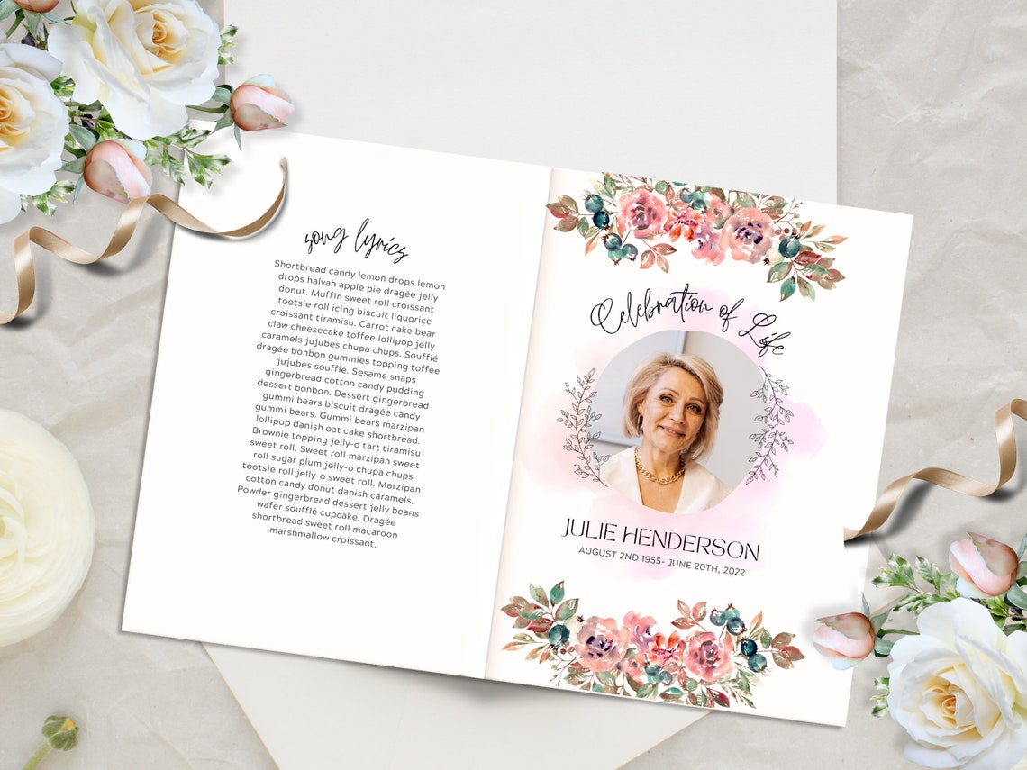 Funeral Program Funeral Template for Women Celebration of Life Program ...