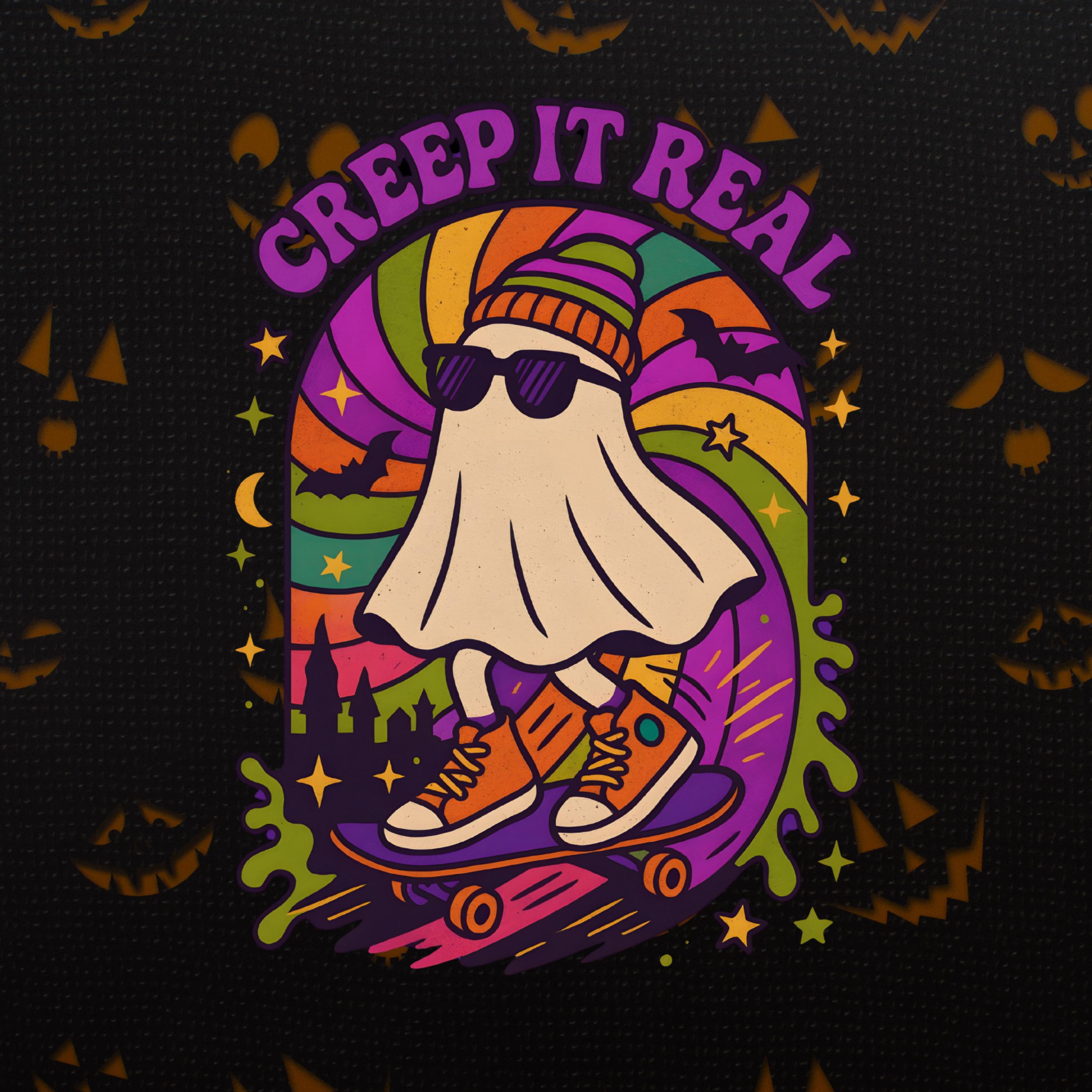 Retro Skating Ghost Halloween Design | Funny PNG JPG PDF (digital ...