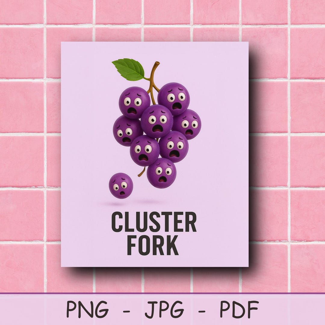 Cluster Fork Funny Grapes Wall Art | Rude Fruit Poster | Sarcastic ...