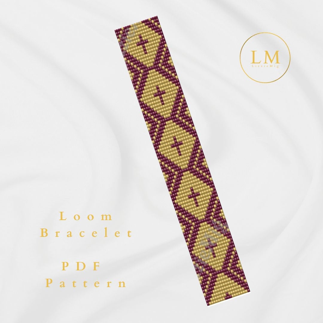 Cross Seed Bead Loom Bracelet Pattern, Geometric Woven Design (PDF ...