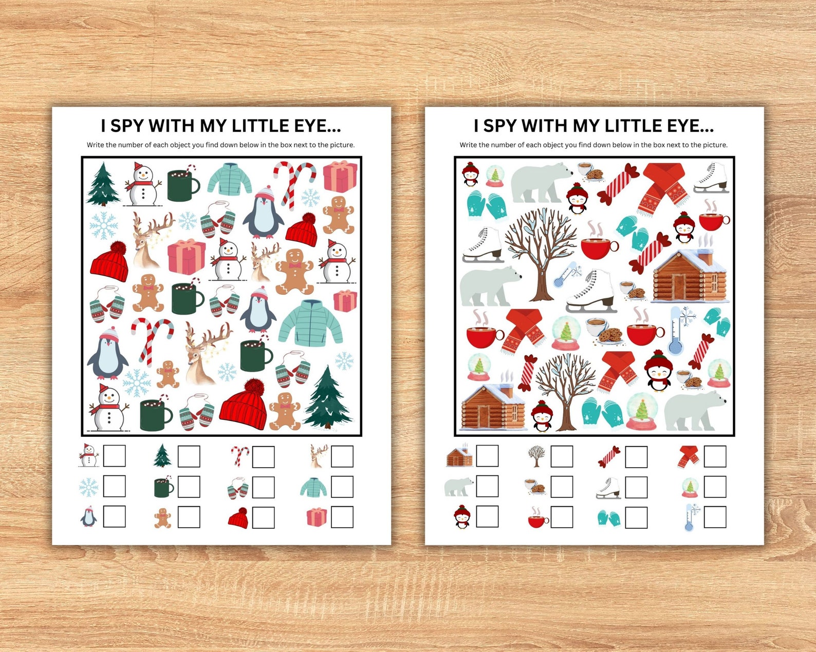 Winter I Spy Printable Activity Sheets, I Spy Game for Kids, Winter I ...
