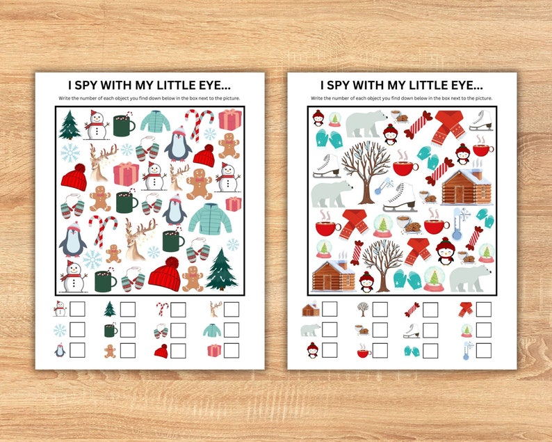 Winter I Spy Printable Activity Sheets, I Spy Game for Kids, Winter I ...