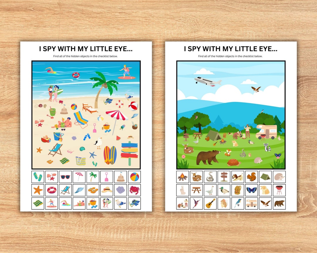 Summer I Spy Printable Activity Sheets, I Spy Game for Kids, Summer I ...