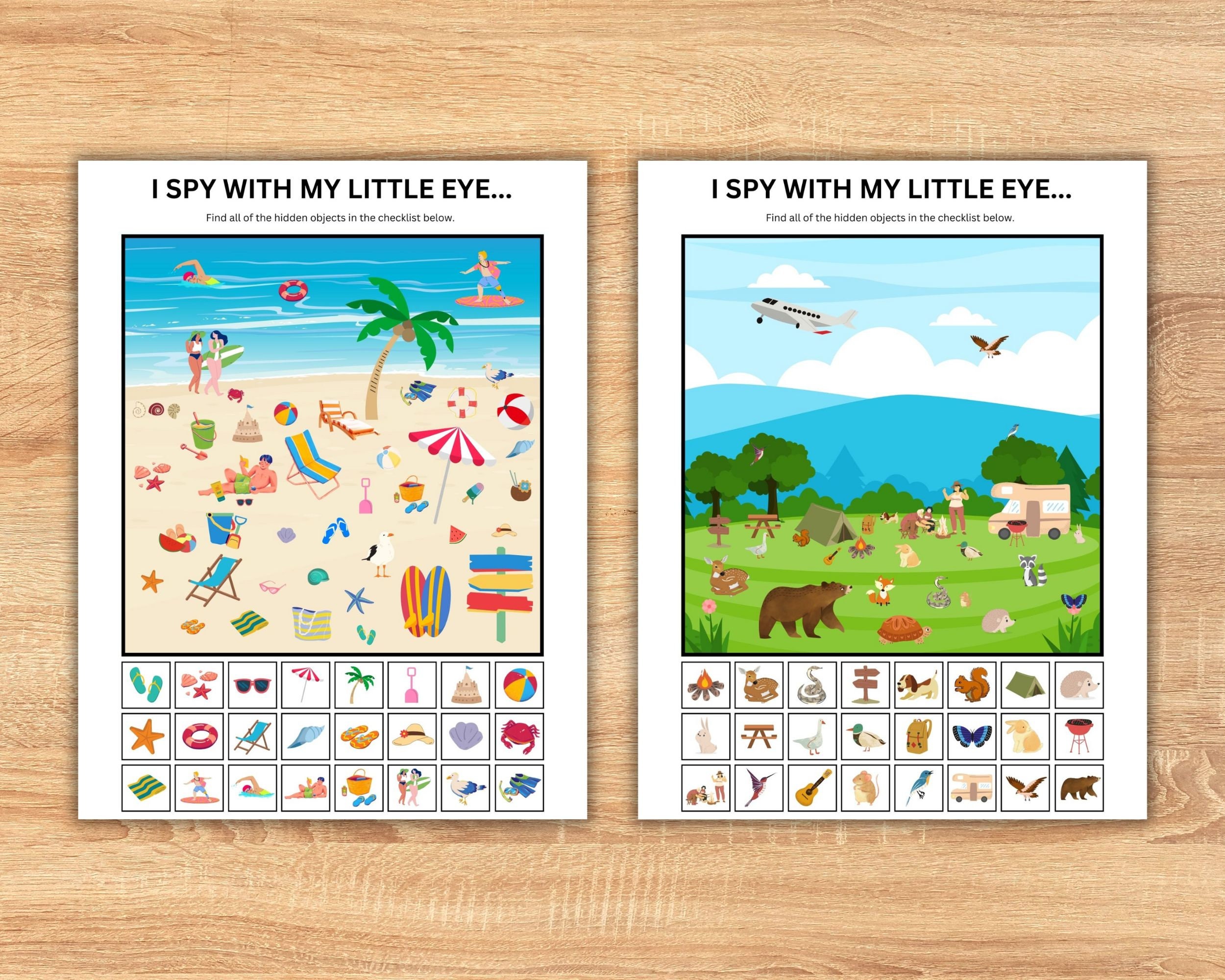 Summer I Spy Printable Activity Sheets, I Spy Game for Kids, Summer I ...