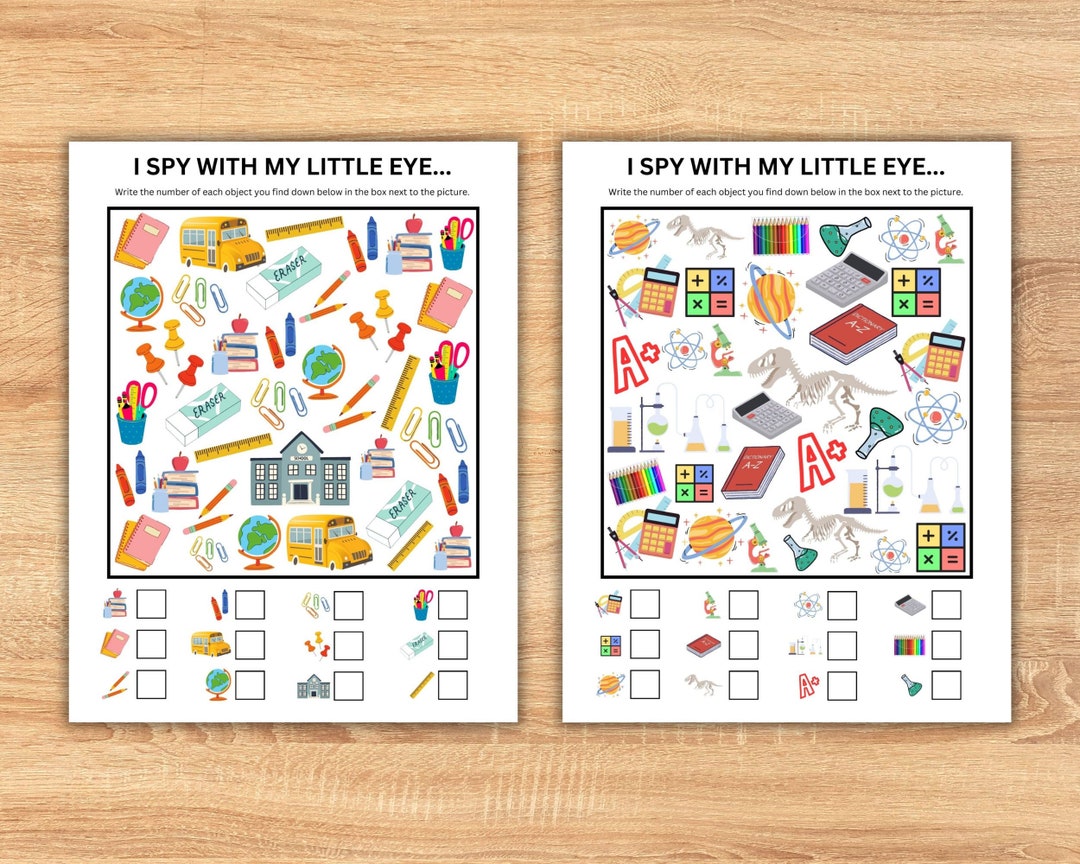 School I Spy Printable Activity Sheets, I Spy Game for Kids, School I ...