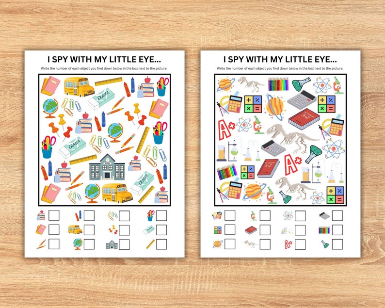 School I Spy Printable Activity Sheets, I Spy Game for Kids, School I ...