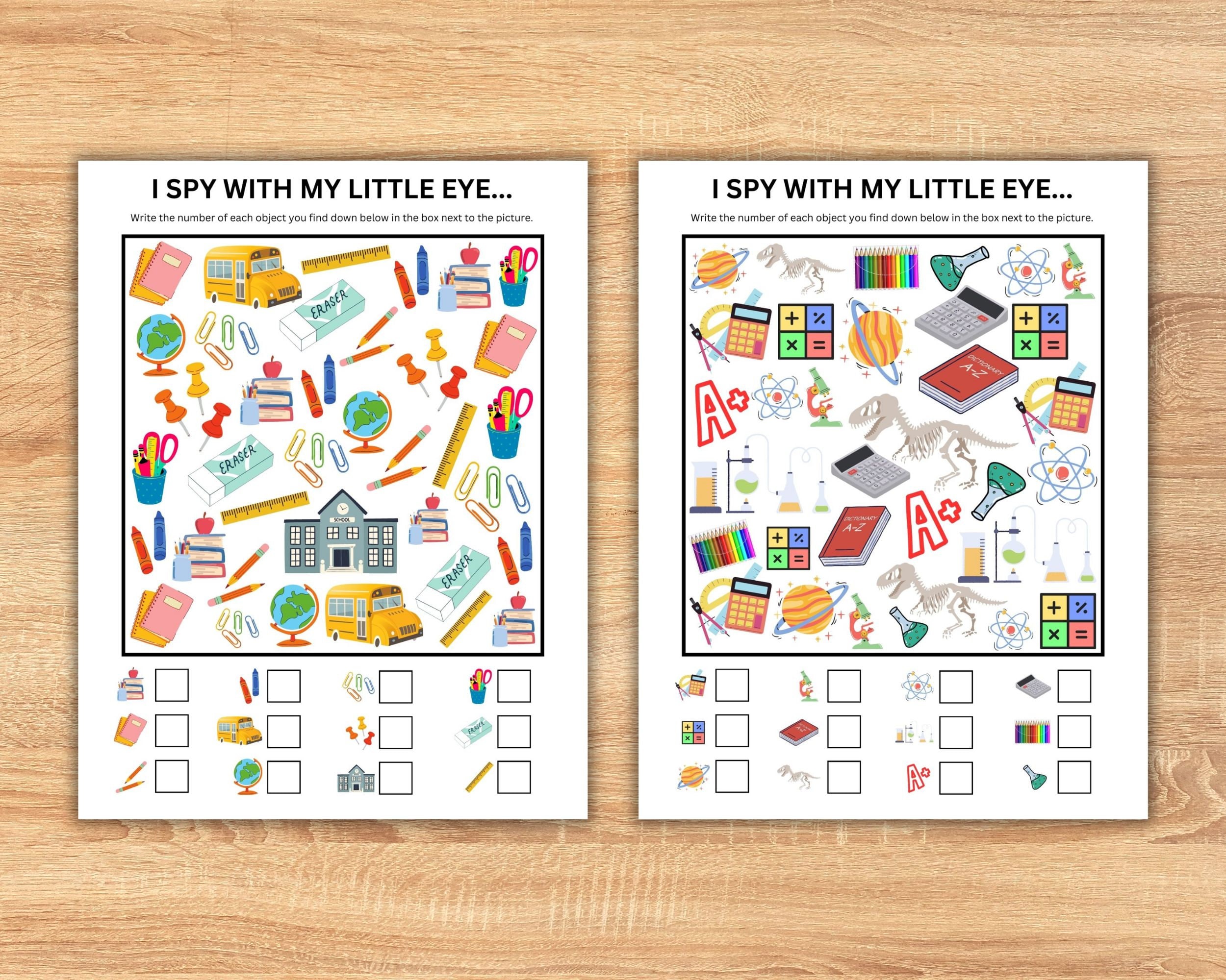 School I Spy Printable Activity Sheets, I Spy Game for Kids, School I ...