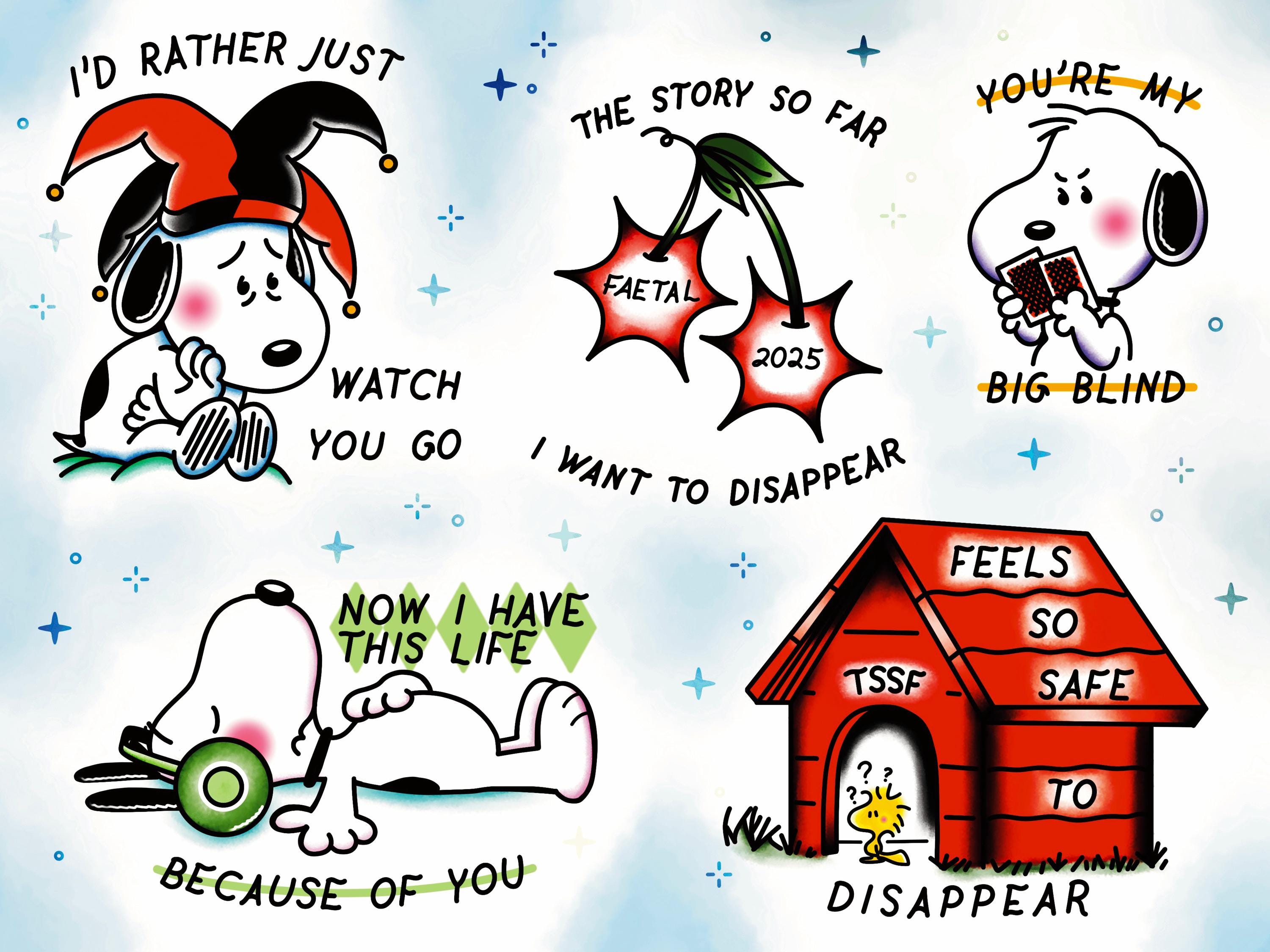 Snoopy X TSSF - Art Print - Traditional Tattoo Flash - Etsy