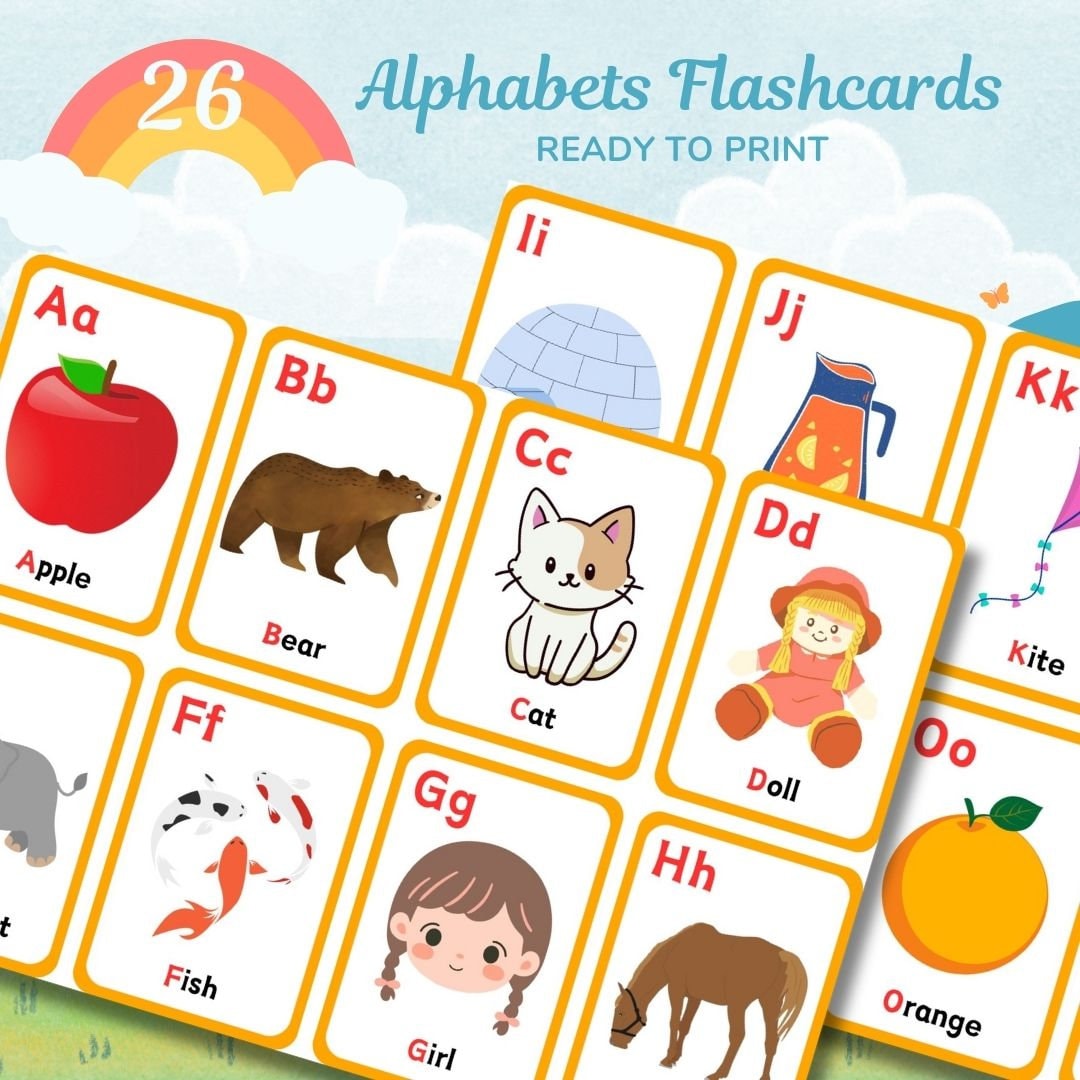26 Alphabet Flashcards, Montessori, ABC Flashcards, Fun Learning, Early ...